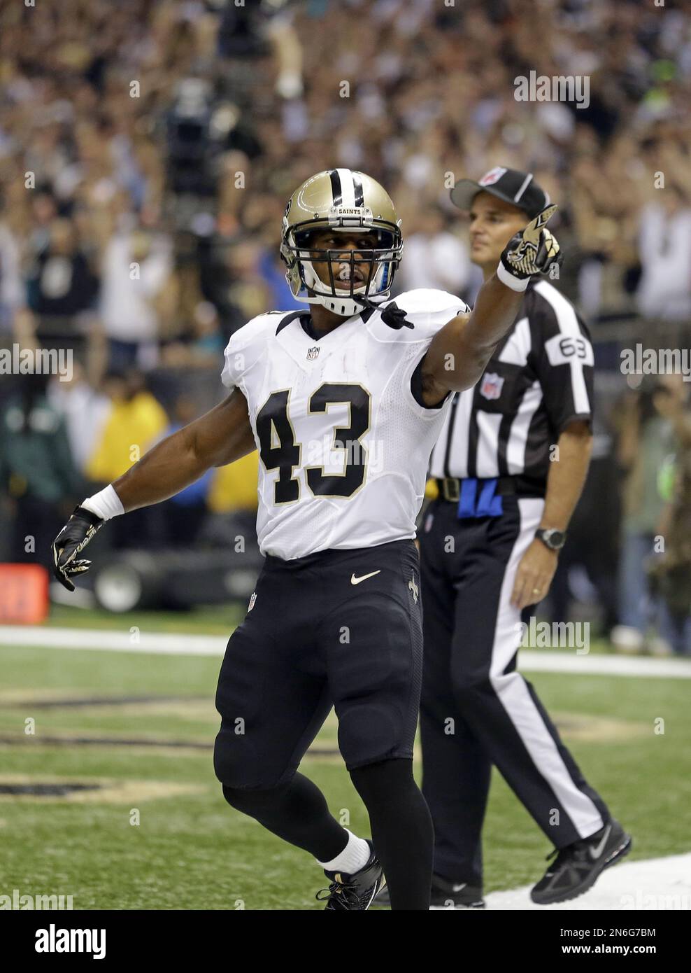 New Orleans Saints running back Darren Sproles (43) reacts after ...