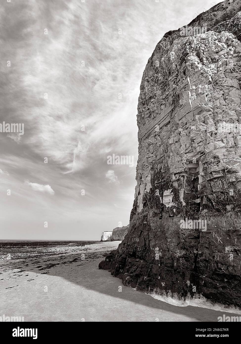 Chalk cliffs, cliffs at low tide, Botany Bay, Broadstairs, Kent ...