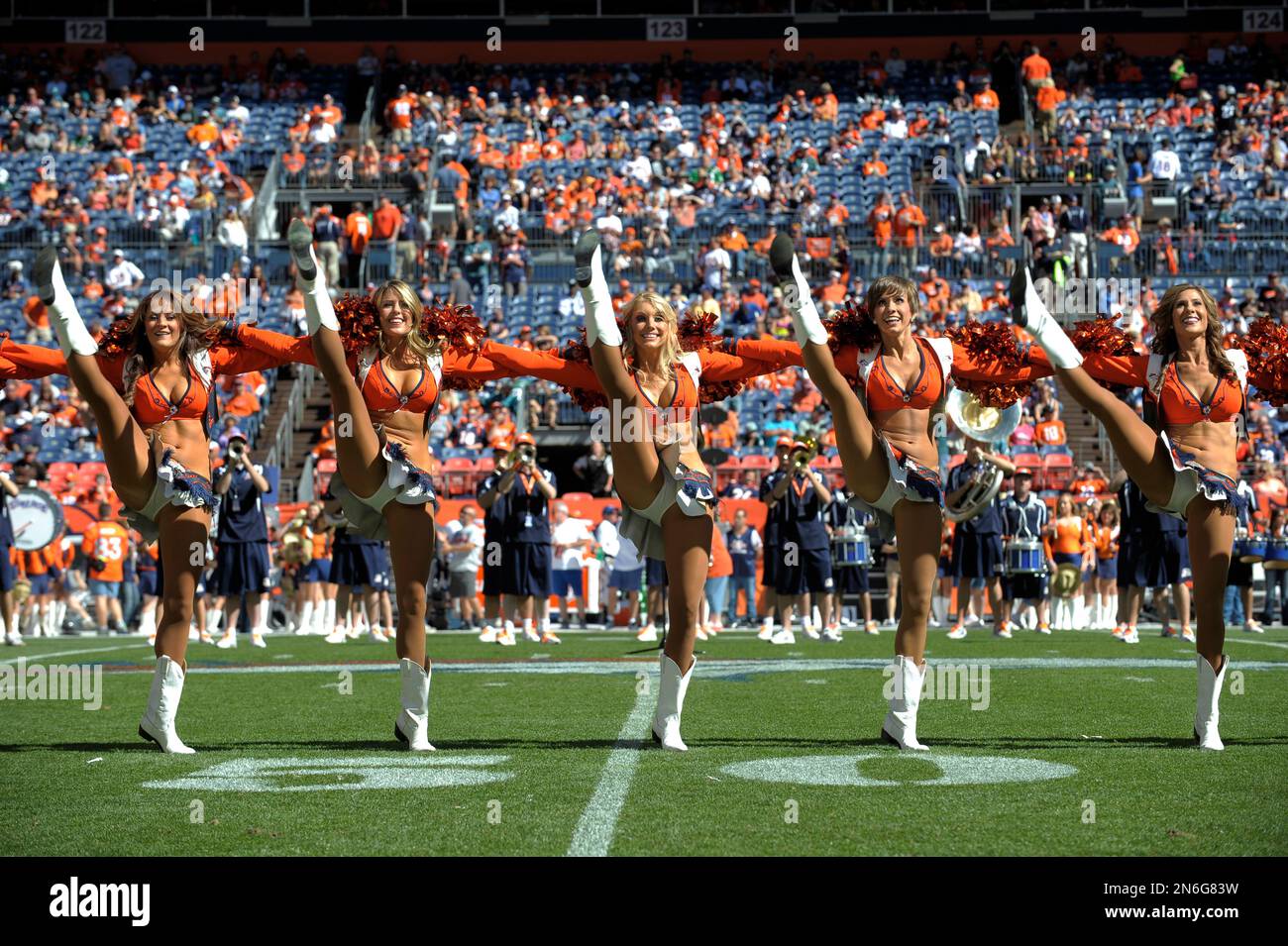Denver Broncos cheerleaders perform during an NFL football game against ...