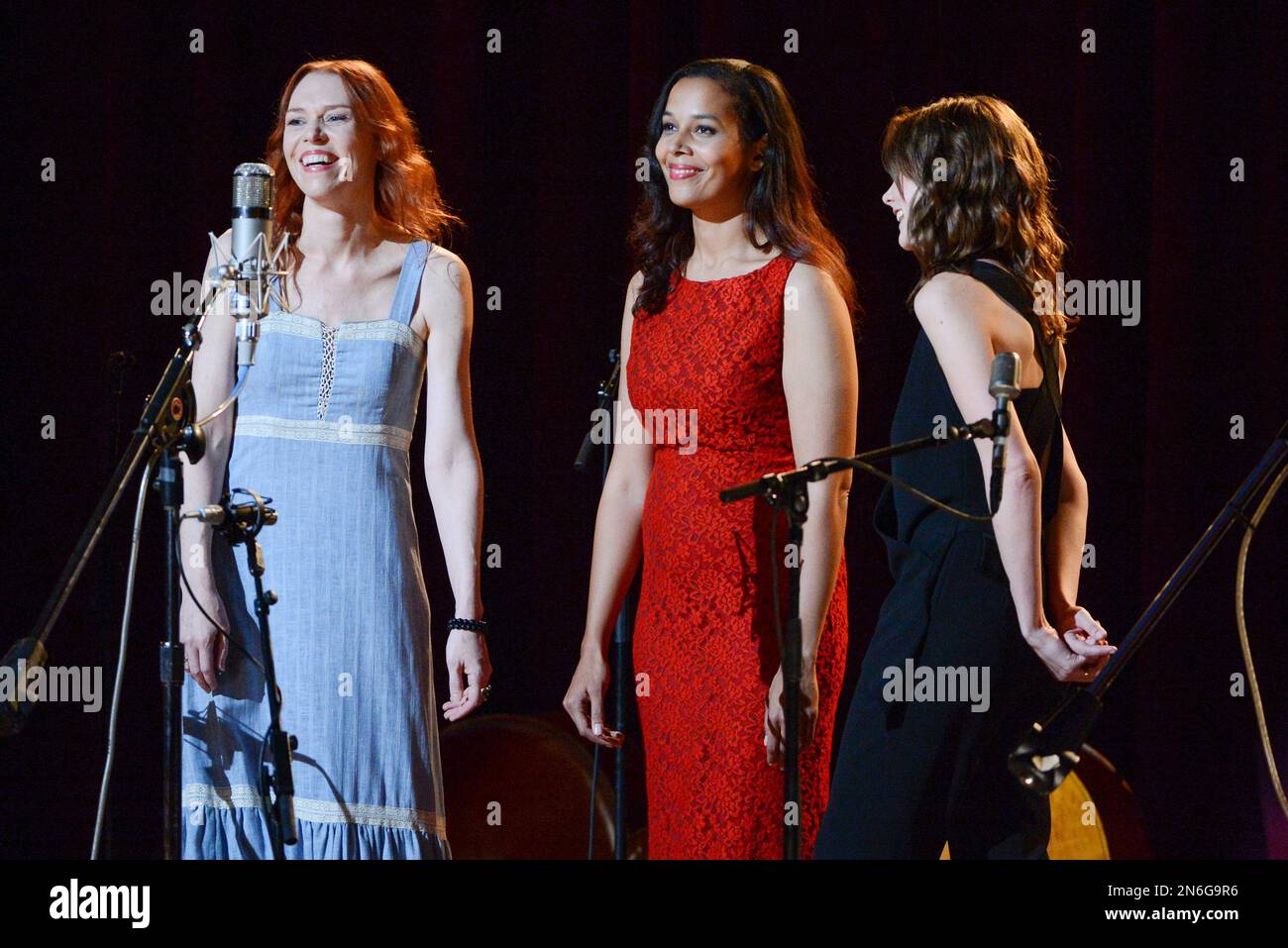 Singers Gillian Welch, left, Rhiannon Giddens and actress Carey ...