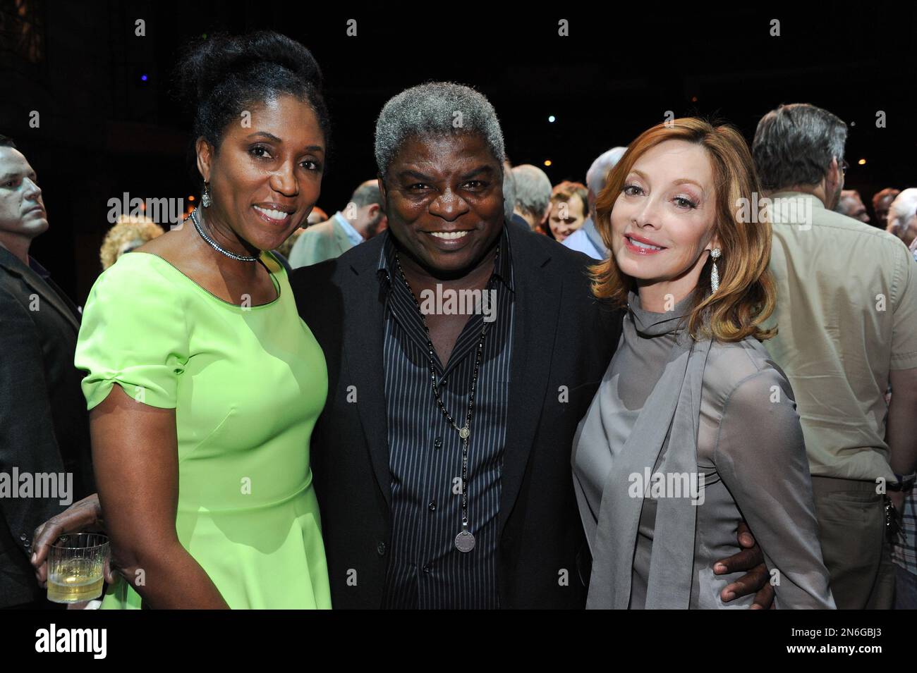 Nita Whitaker, left, Harrison White, and Sharon Lawrence attend the ...