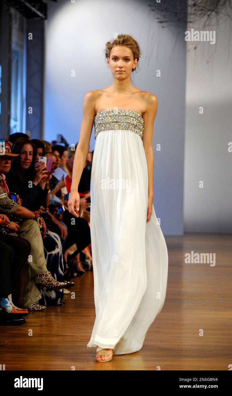 A model wears a creation for Australian fashion designer Collette ...