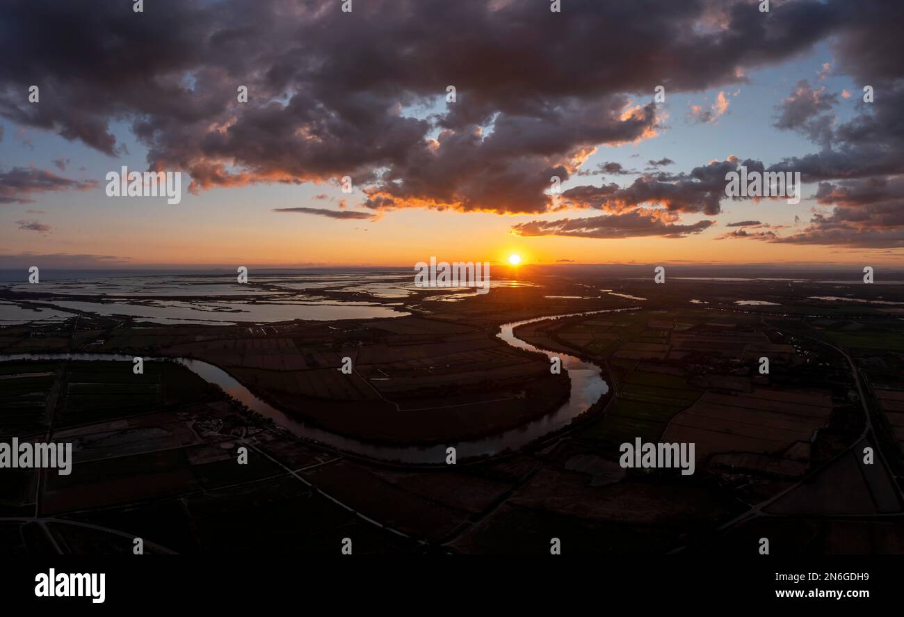 Aerial view, drone photo, of the landscape around Cabanes de Cambon ...