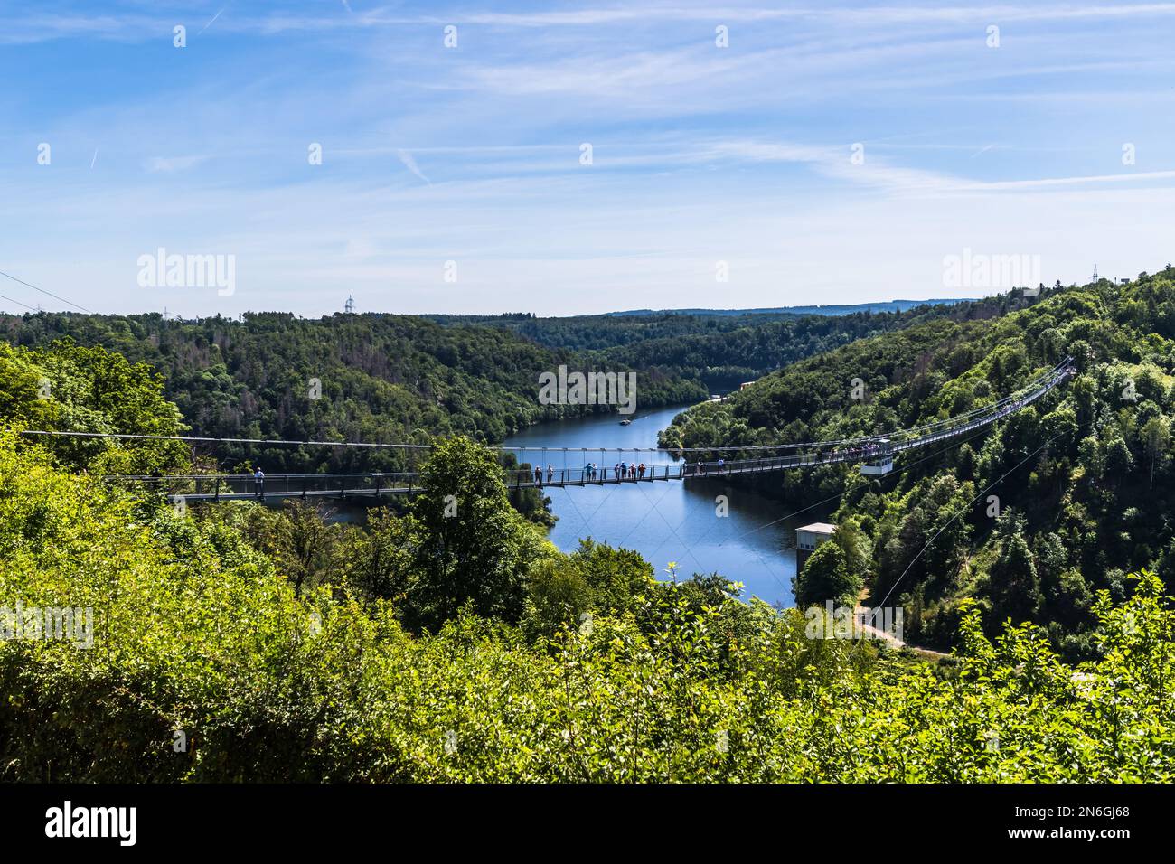 Titan RT rope suspension bridge over the Rappbodetalsperre (rappbode ...