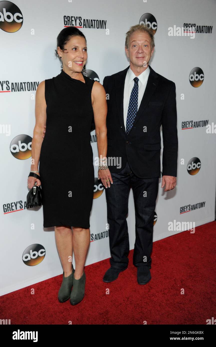 Linda Lowy, left, and Jeff Perry arrive at "Grey’s Anatomy" 200th ...