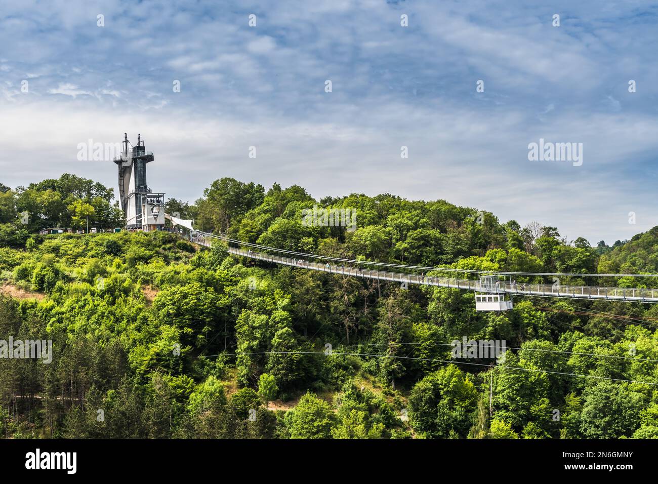 Titan RT rope suspension bridge over the Rappbodetalsperre in the Harz ...