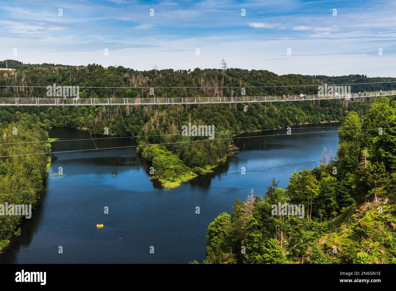 Titan RT rope suspension bridge over the Rappbodetalsperre in the Harz ...