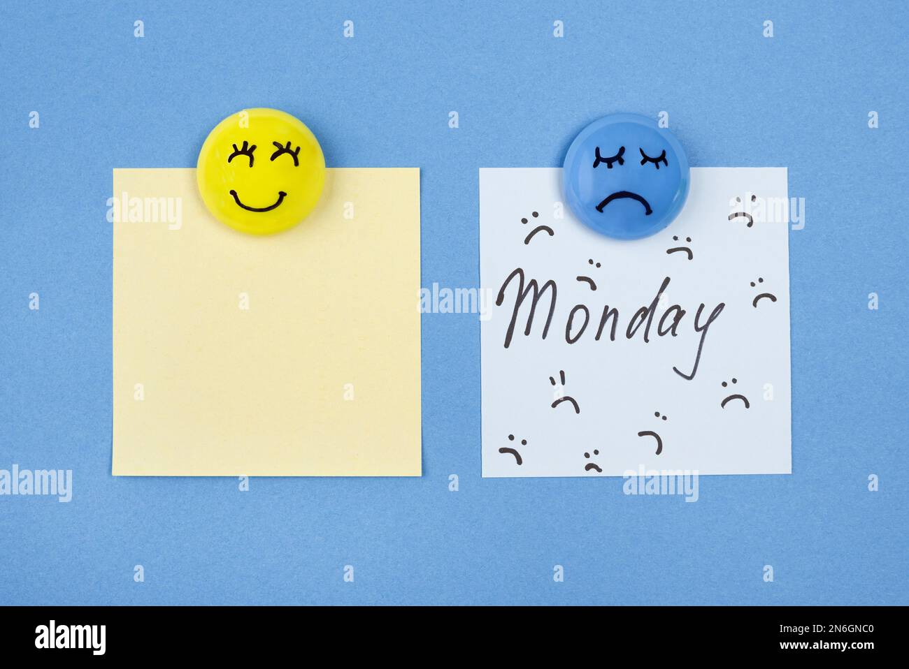 top view faces with emotions sticky notes blue monday. Resolution and ...