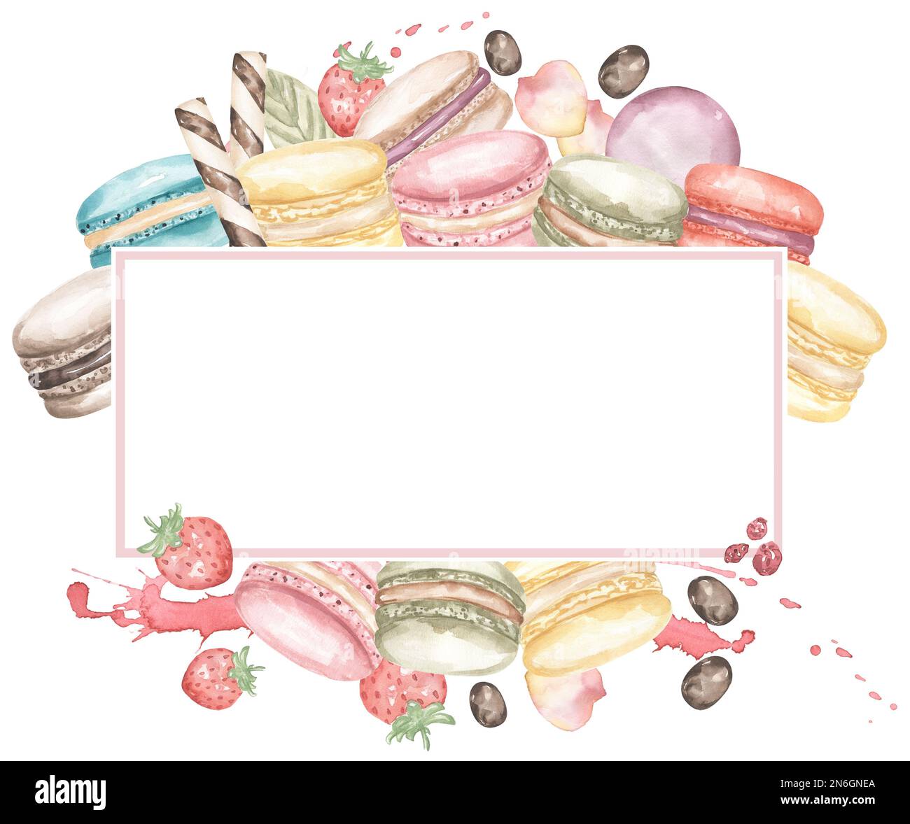 Macarons frame clipart, chocolate beige, green pistachio, blue ...