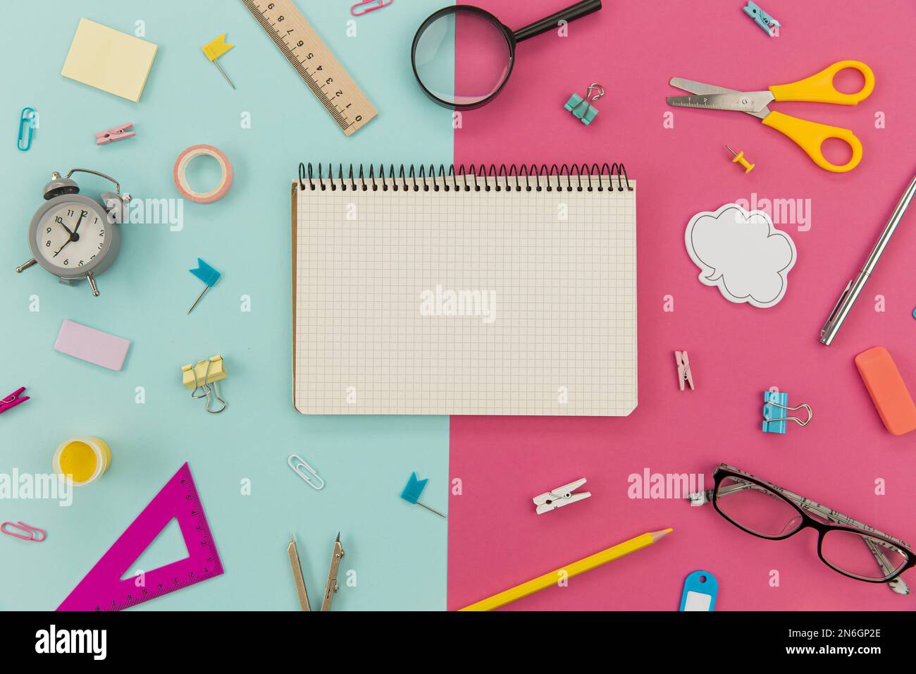 top view collection stationery objects table. Resolution and high ...