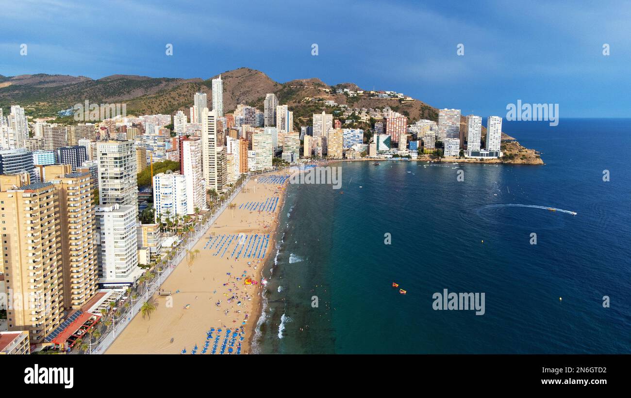 summer vacation and travel concept - beautiful aerial view of beach ...