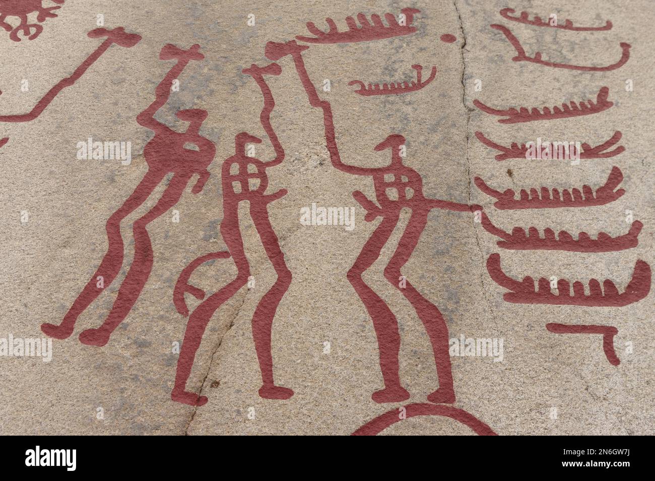 Rock carvings with figures, warriors, Bronze Age, Unesco World Heritage ...