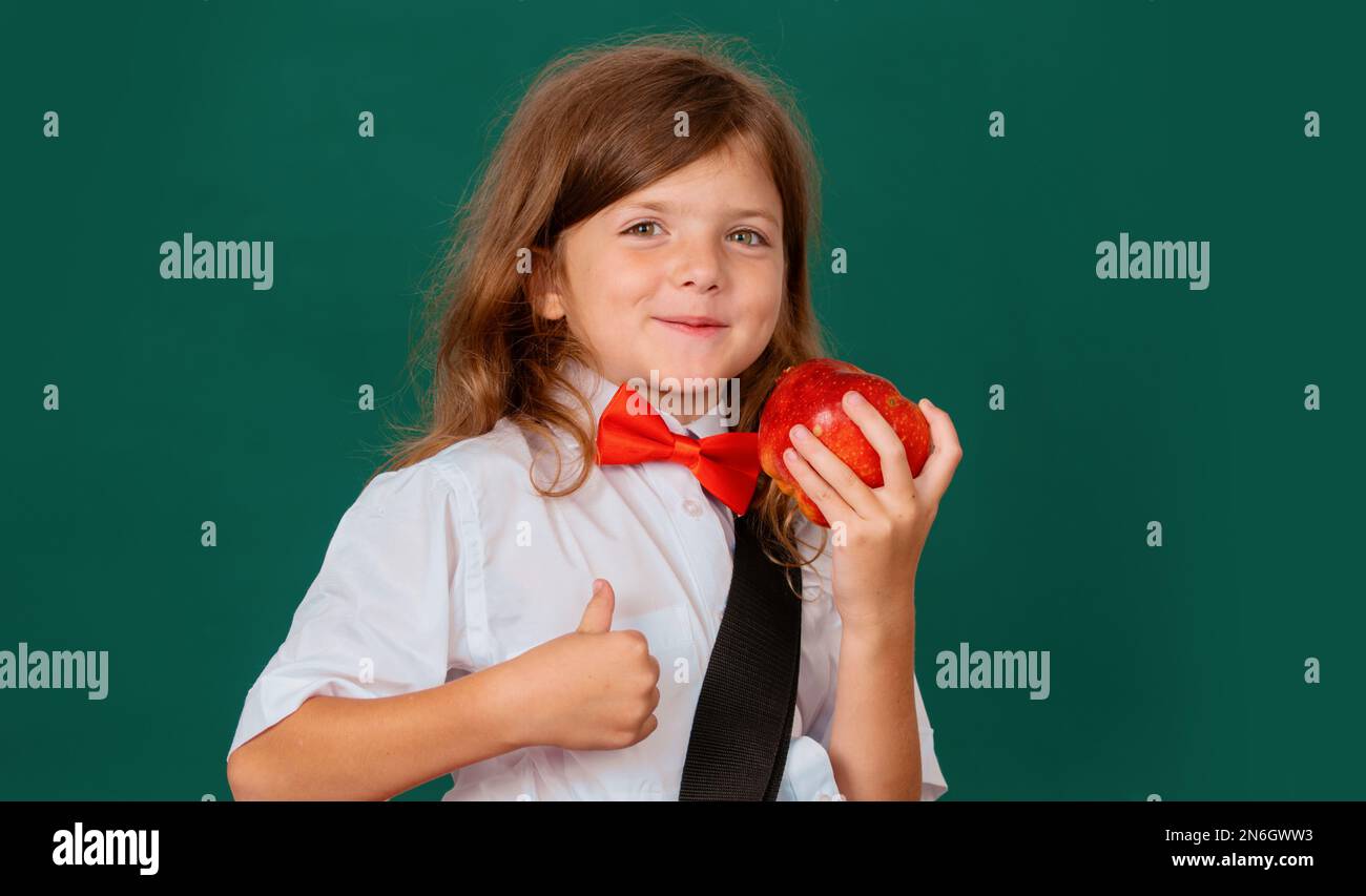 Little school girl student learning in class, study english language at ...