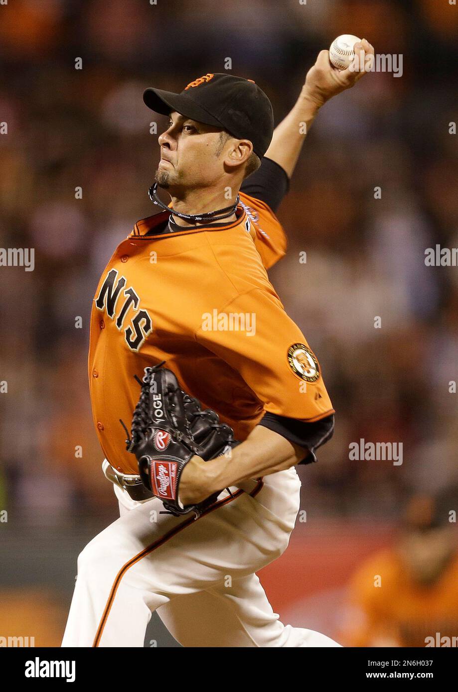 San Francisco Giants Pitcher Ryan Vogelsong Throws Against The San