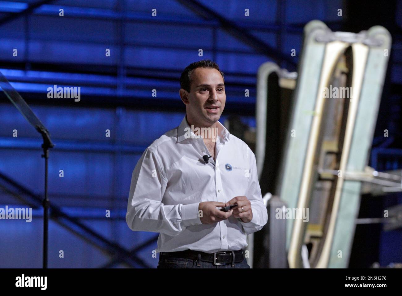 Virgin Galactic vice president of propulsion Tom Markusic speaks at a ...