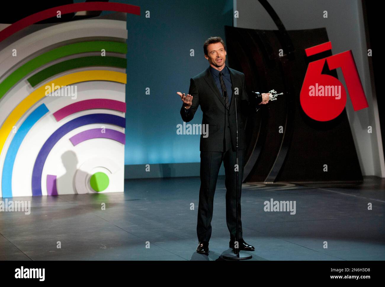 Australian actor, Hugh Jackman, speaks after he received the Donostia ...