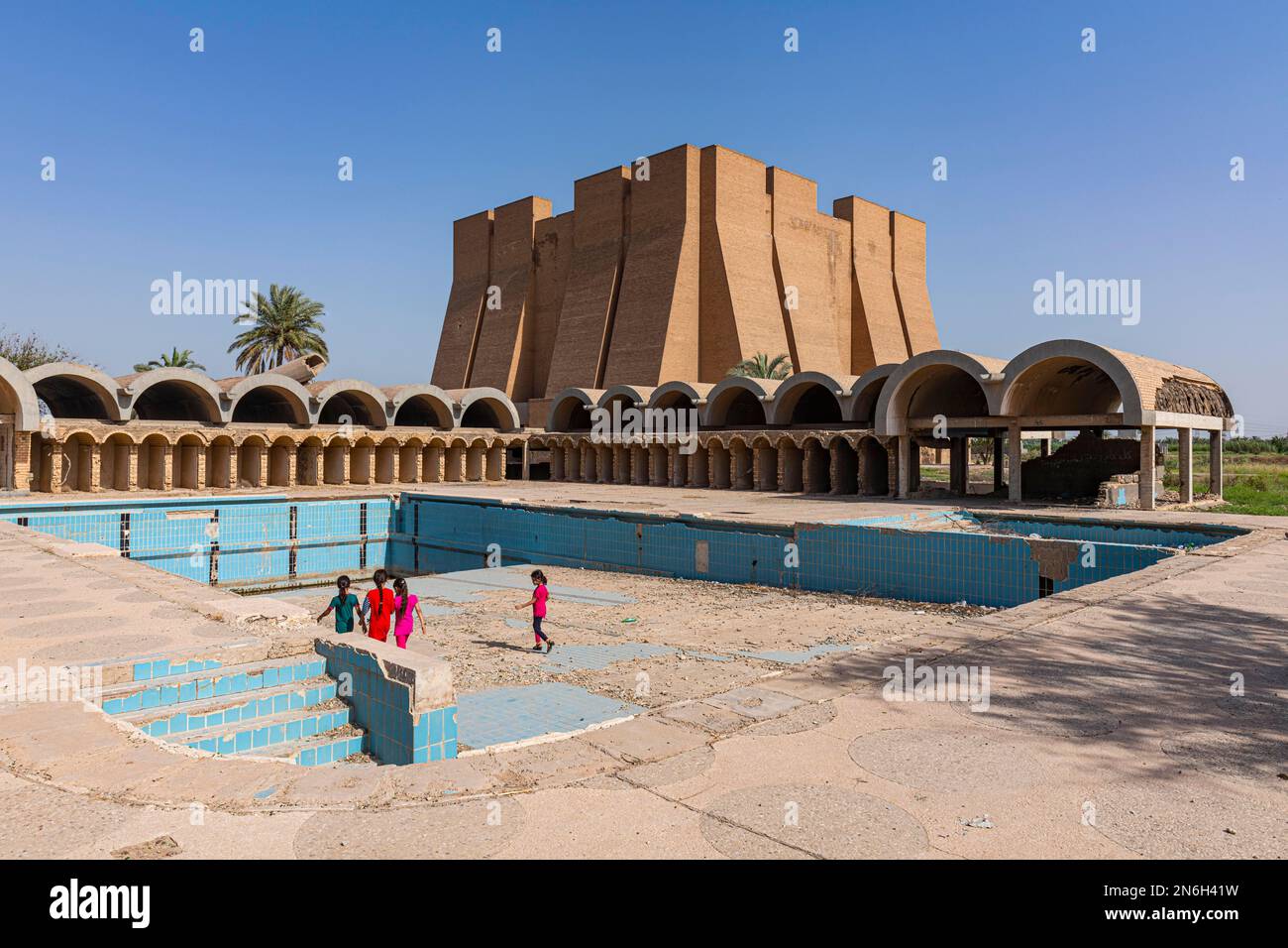 Abandonend swimming pool before the panorama, Cetisphon, Iraq Stock ...