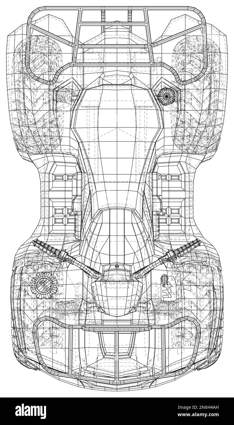 Top view Vector illustration Quad bike isolated on white. ATV extreme ...