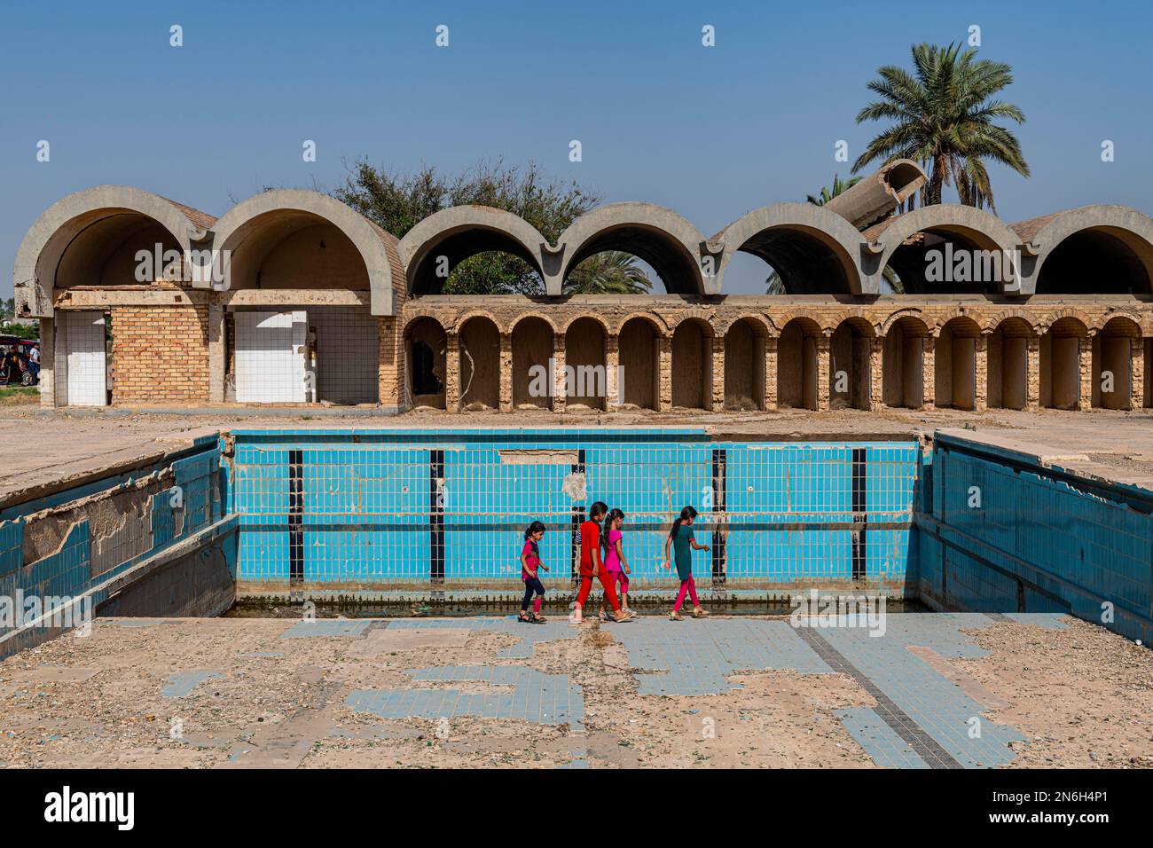 Abandonend swimming pool before the panorama, Cetisphon, Iraq Stock ...