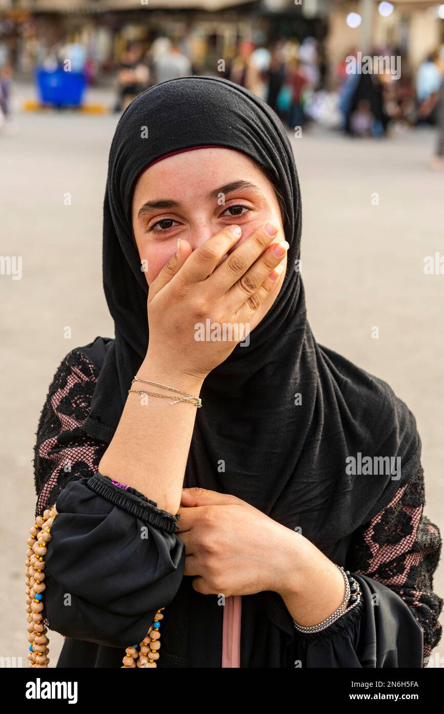 Friendly young girl, Kerbala, Iraq Stock Photo - Alamy