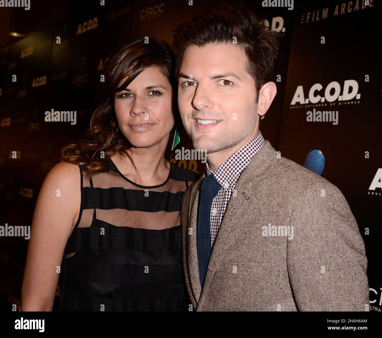 Actor Adam Scott and wife Naomi Scott arrive on the red carpet at the ...