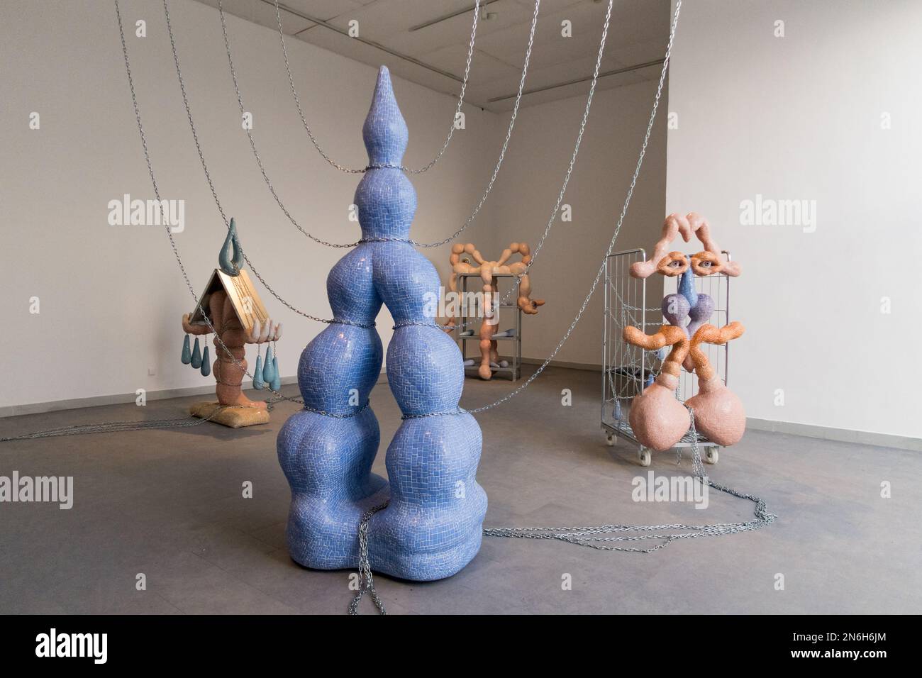 A view of the Hungarian Pavilion with work by artist Zsofia Keresztes ...