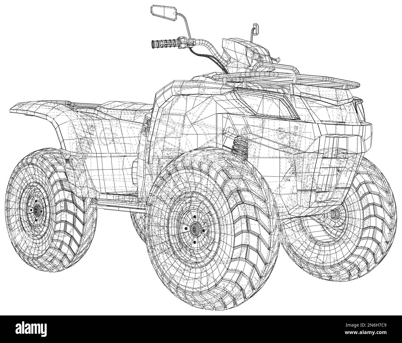 ATV. Four-wheeled all-terrain vehicle. Quad bike on an isolated ...