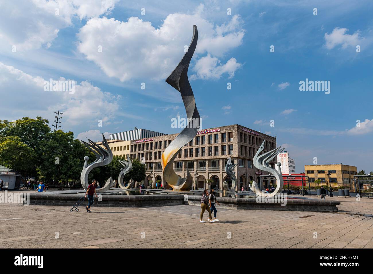 Modern sculpture on Tapatia square, Unesco site Guadalajara, Jalisco ...