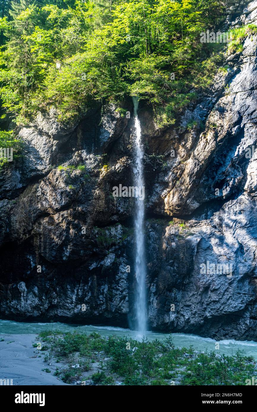 River Aare flowing through the Aare gorge, Meiringen, Bernese Oberland ...