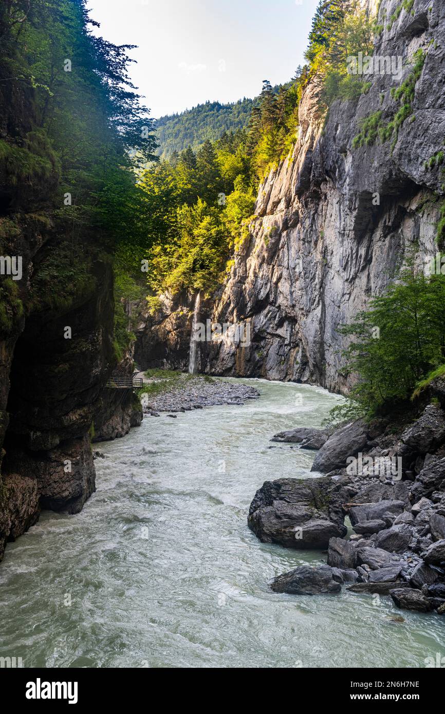 River Aare flowing through the Aare gorge, Meiringen, Bernese Oberland ...