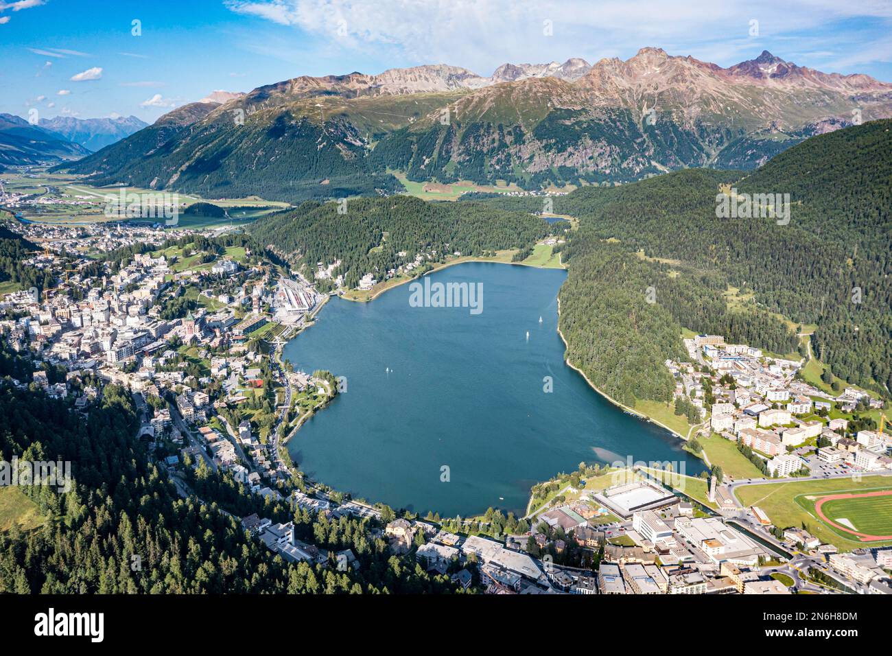 Overlook over St. Moritz and its lake, Engadin, Switzerland Stock Photo ...