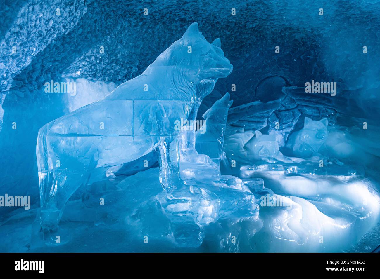 Ice sculptures in the Glacier paradise, Little paradise, Zermatt ...