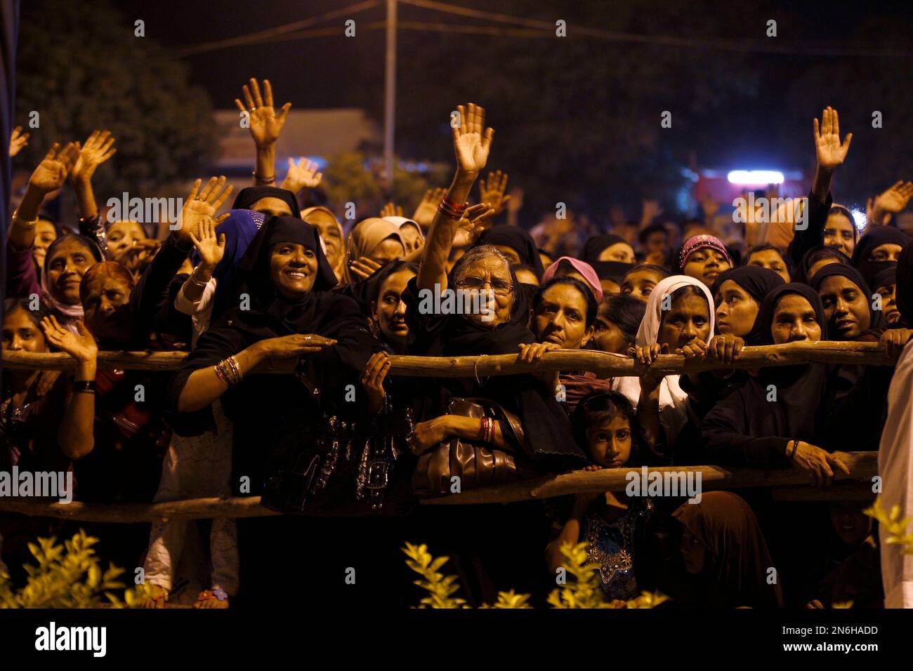 Indian Muslim Hajj wave at their relatives leaving for an annual ...