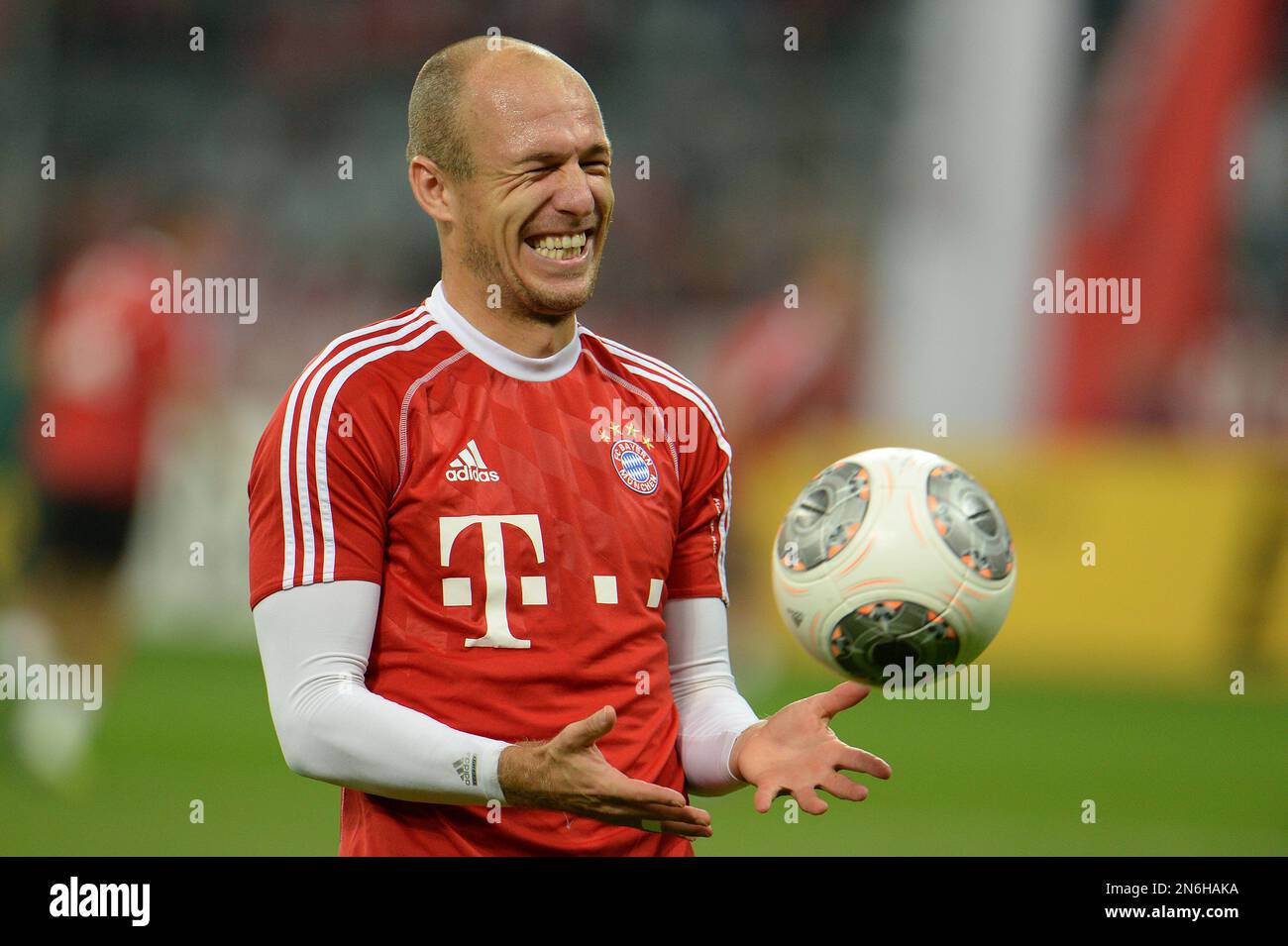 Munich`s Arjen Robben of the Netherlands reacts prior to the German ...