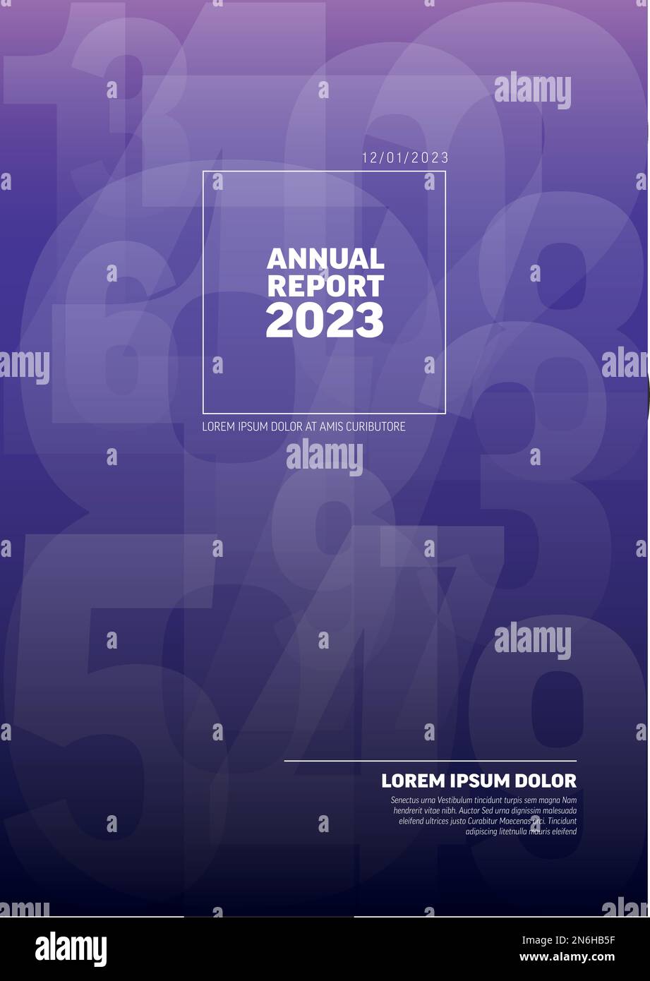 Vector violet abstract annual report cover template with sample text ...