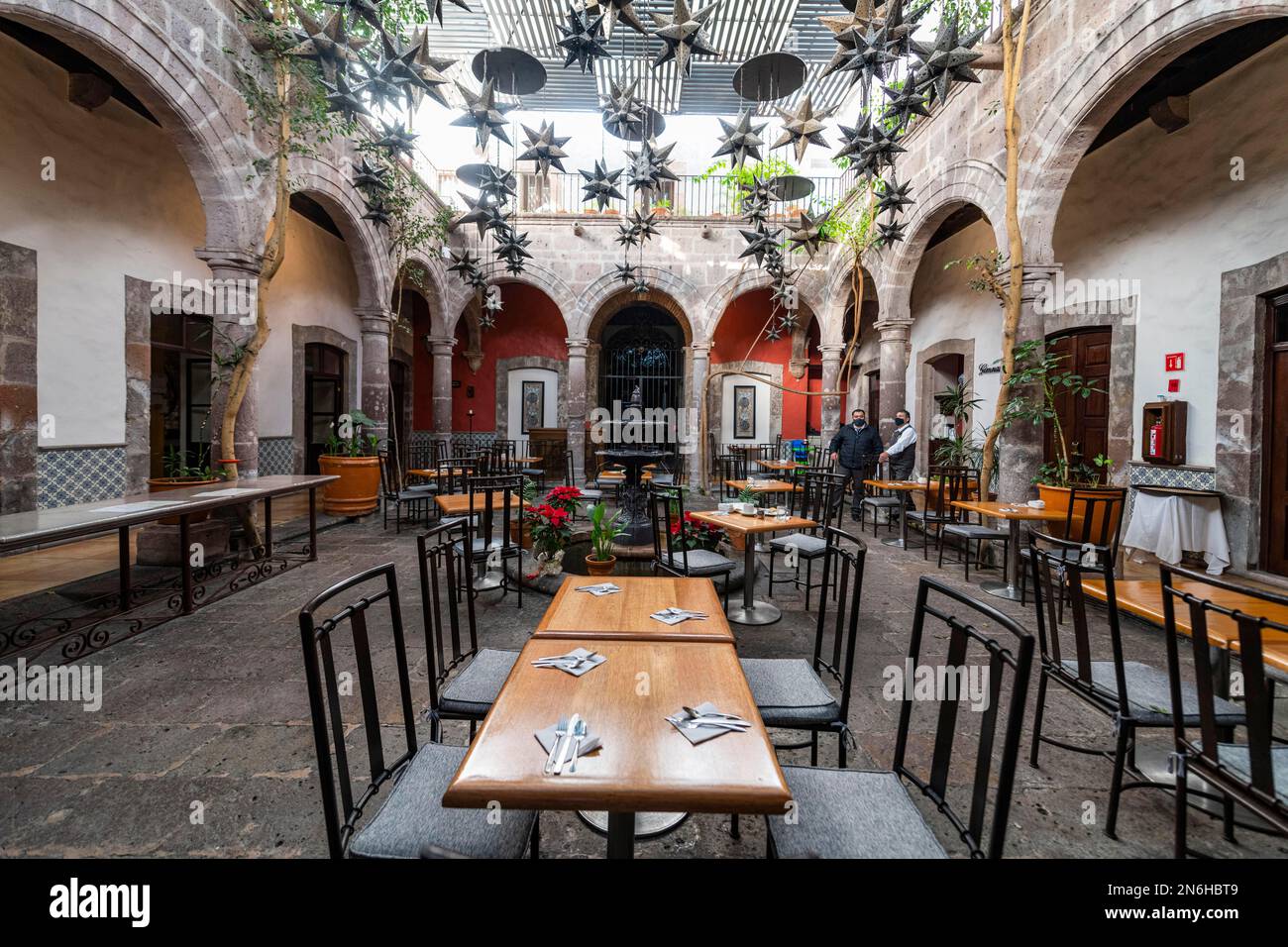 Colonial courtyard, Unesco site Morelia, Michoacan, Mexico Stock Photo ...