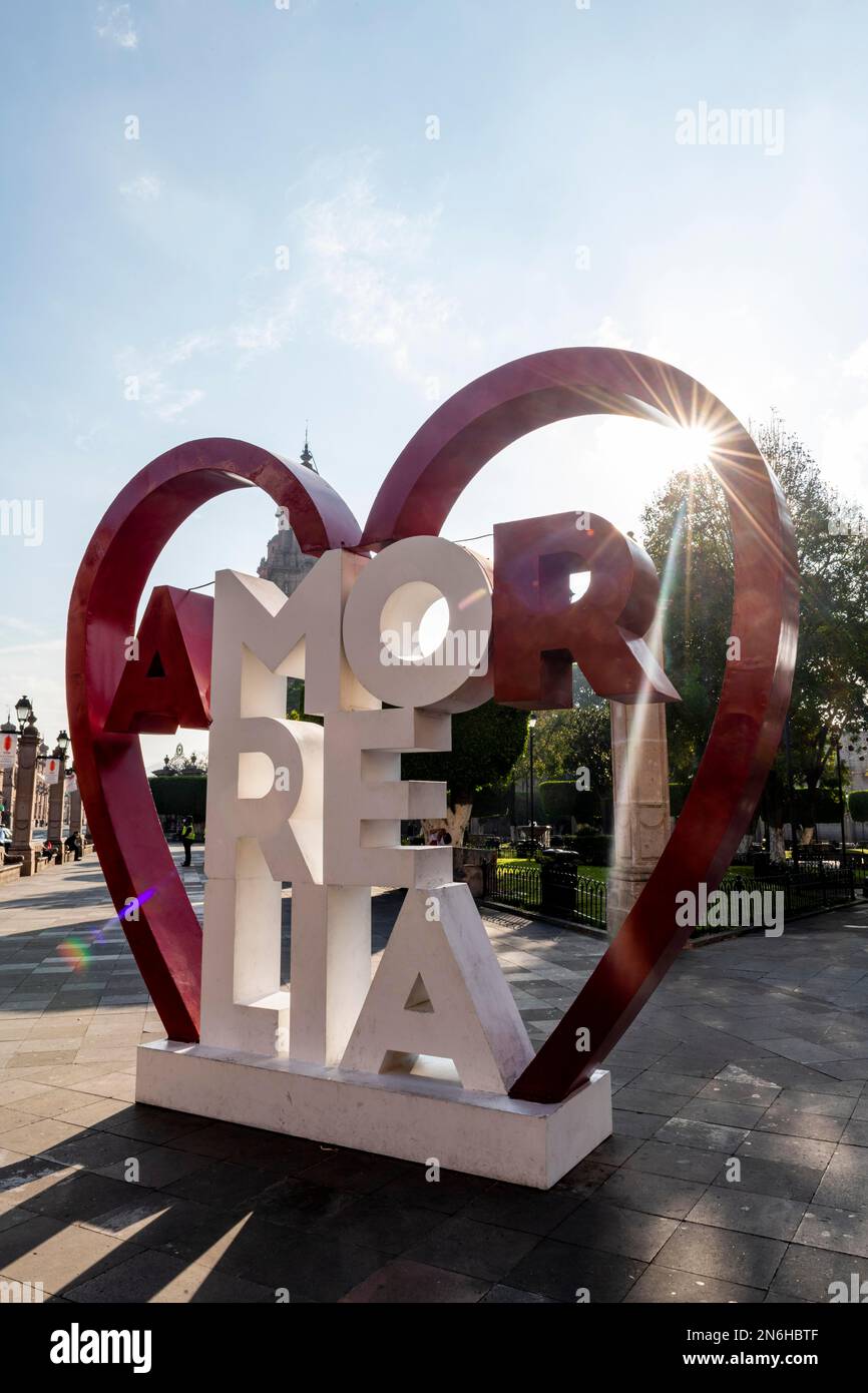 Love Morelia sign, Unesco site Morelia, Michoacan, Mexico Stock Photo ...