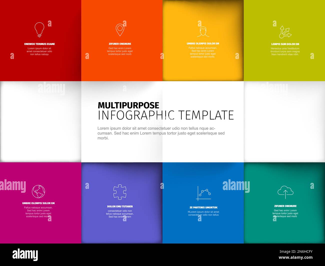 Vector Minimalist colorful mosaic Infographic report template with ...