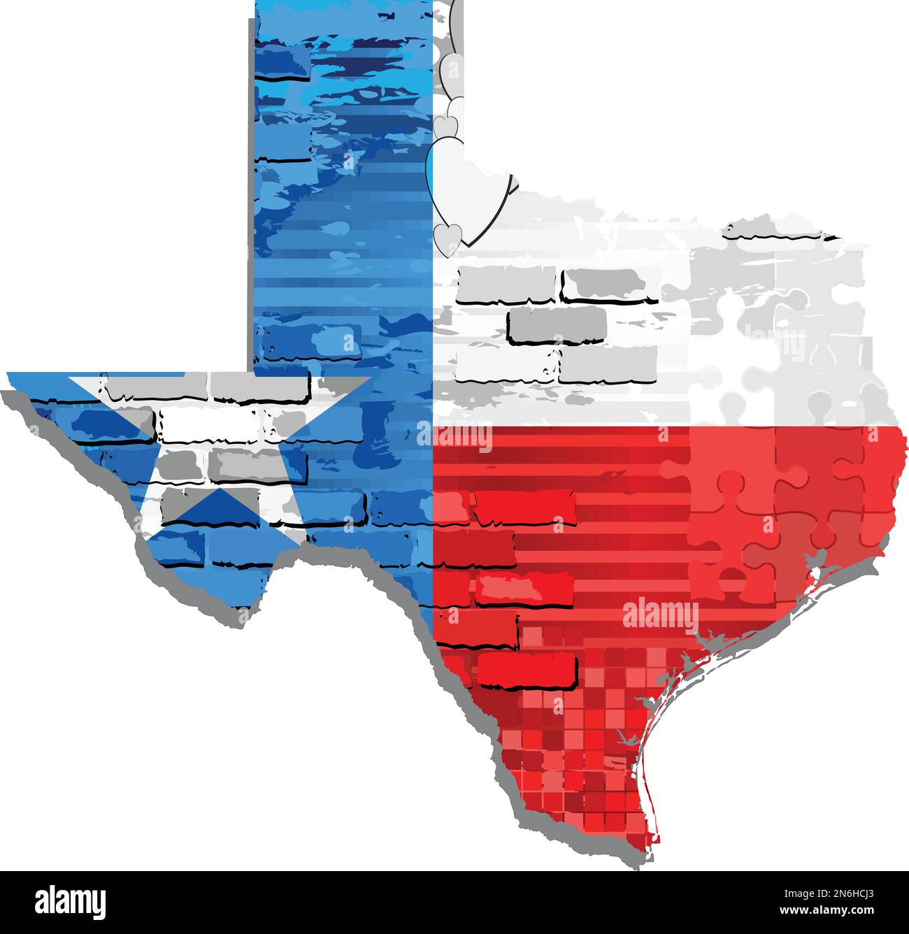 Grunge Abstract Map of the Texas - Illustration, Shiny mosaic vector ...