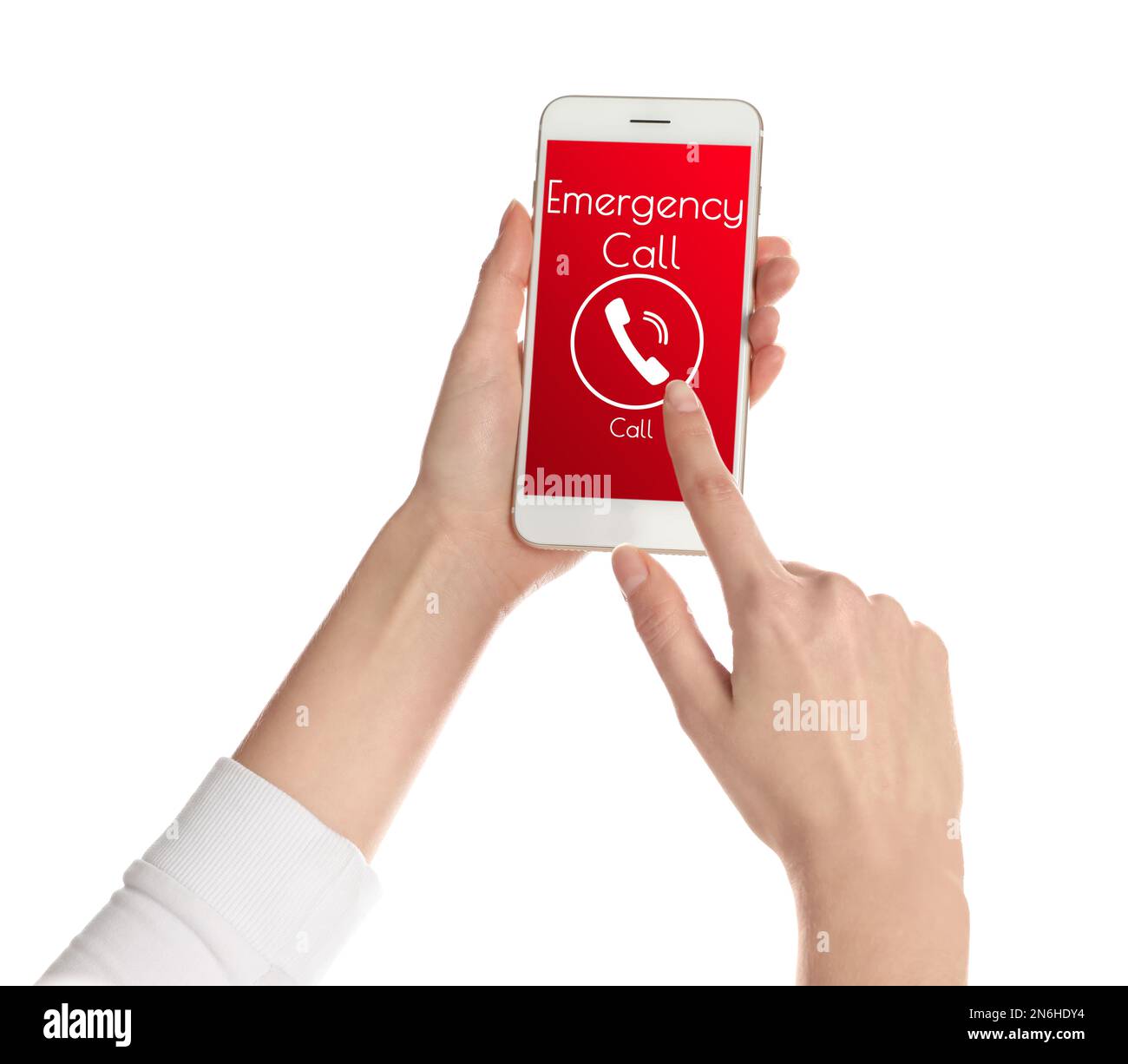 Person using emergency phone Cut Out Stock Images & Pictures - Alamy