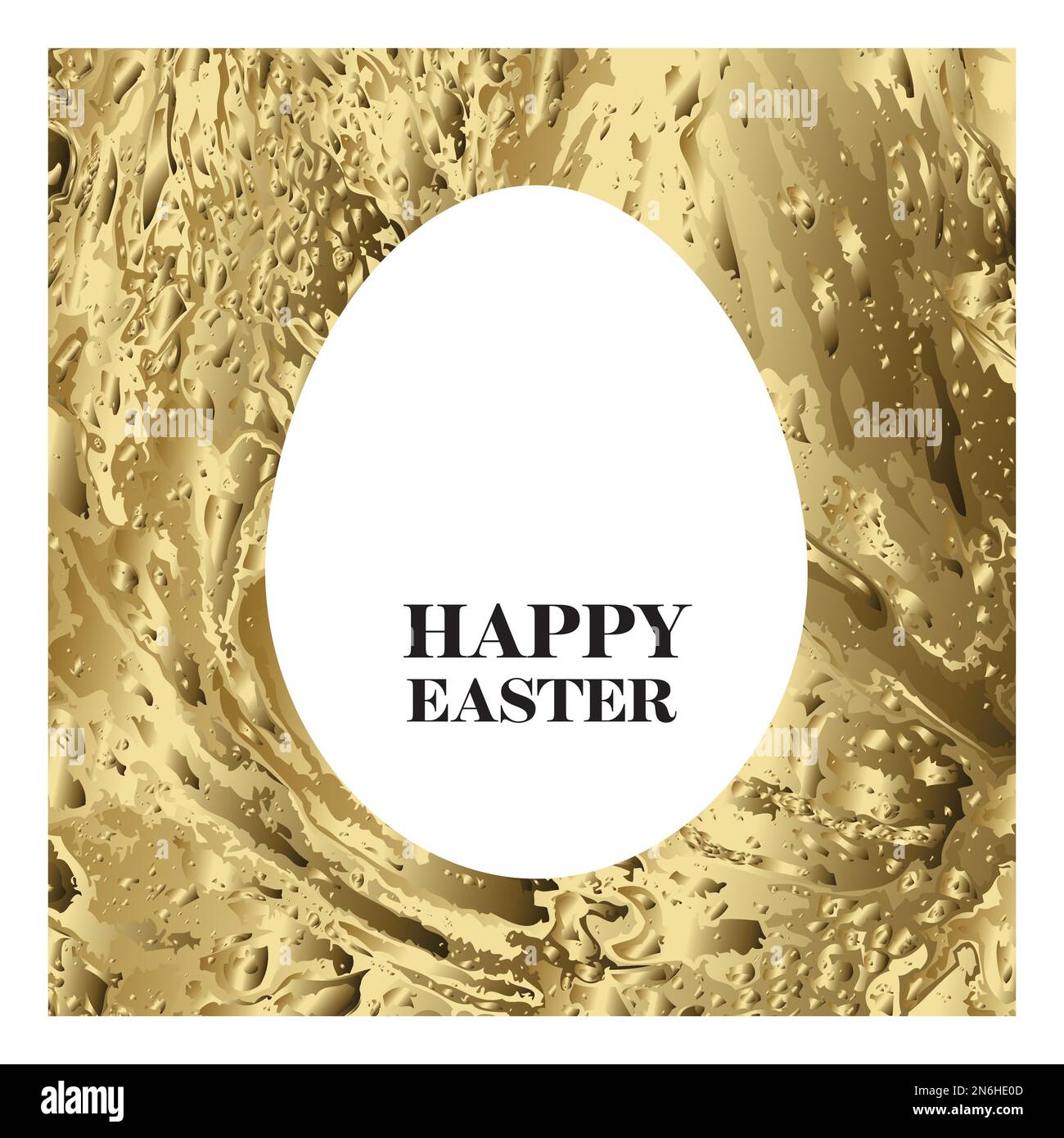 Happy Easter - minimalist easter card with egg cut from golden texture ...