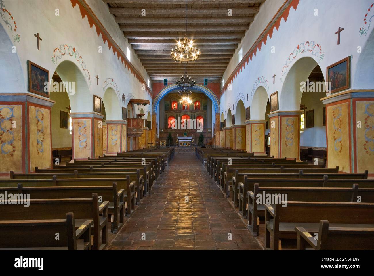 Church interior at Mission San Juan Bautista, California, USA Stock ...