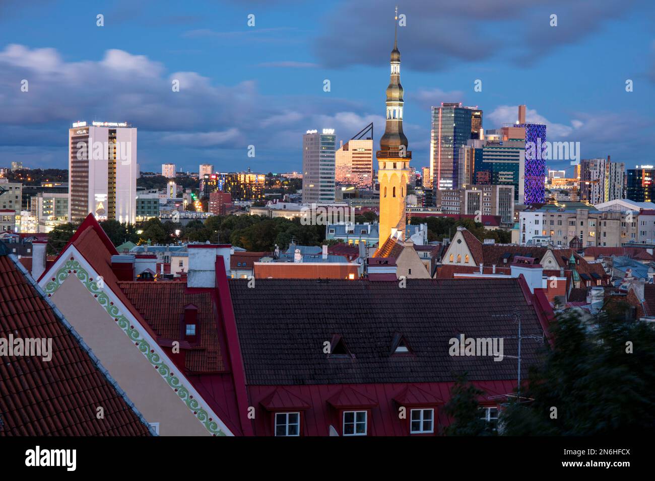 View over City Hall Square to the modern New Town, Kohtuotsa Viewing ...