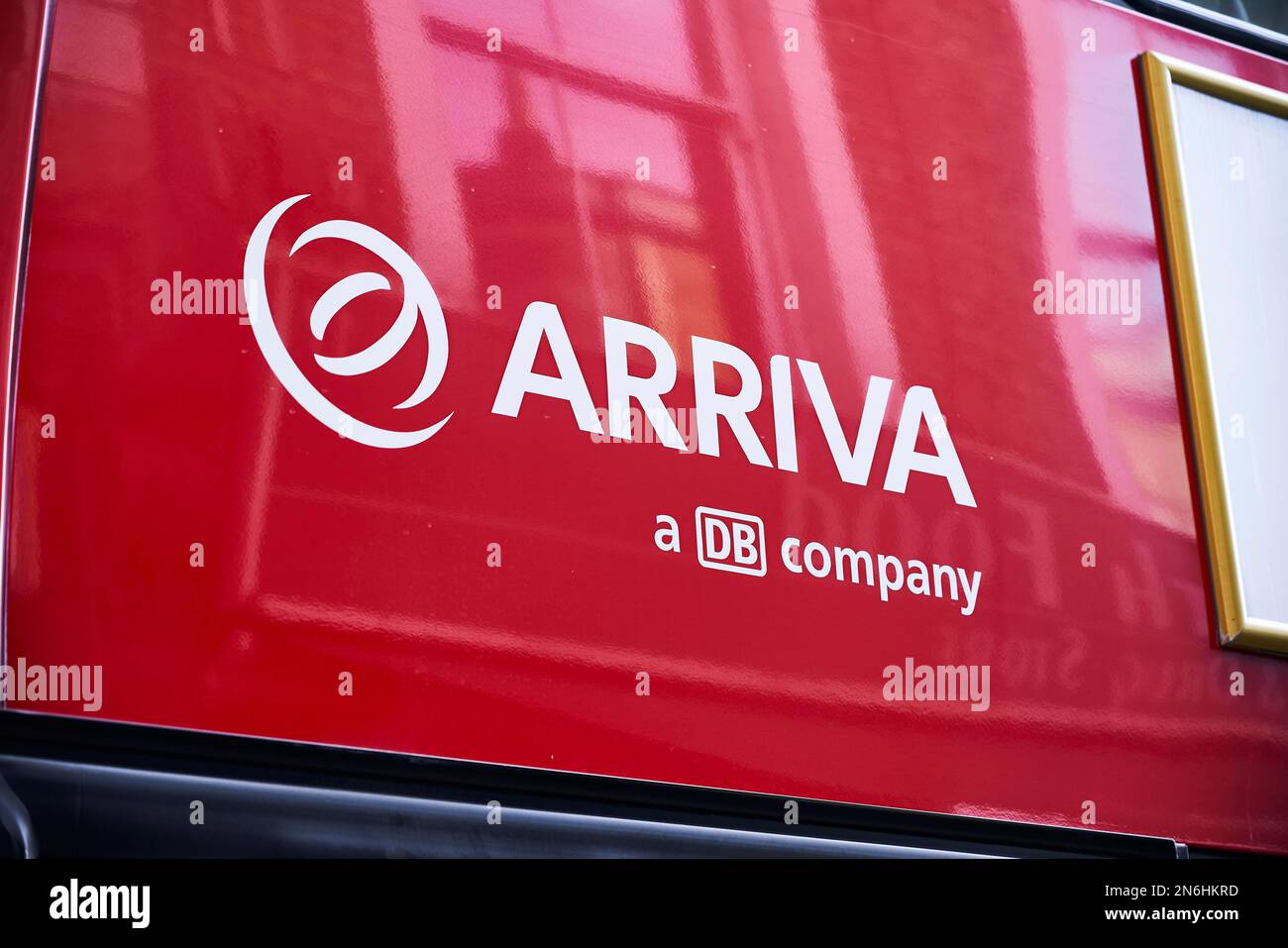 Arriva and DB lettering on red bus, London, England, United Kingdom ...