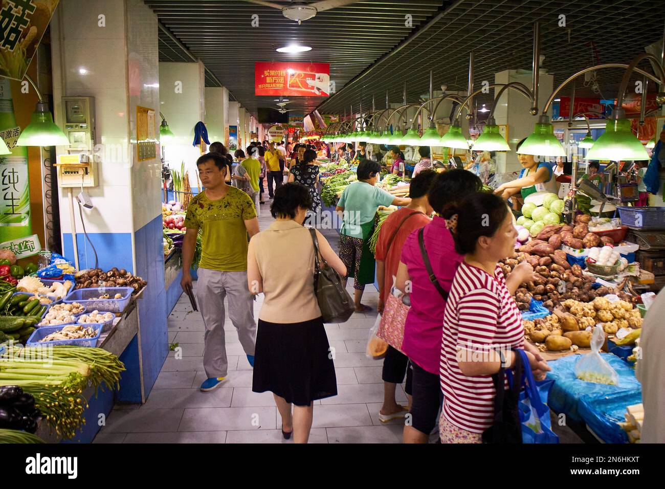 Market hall with market stalls, Shanghai, China Stock Photo - Alamy