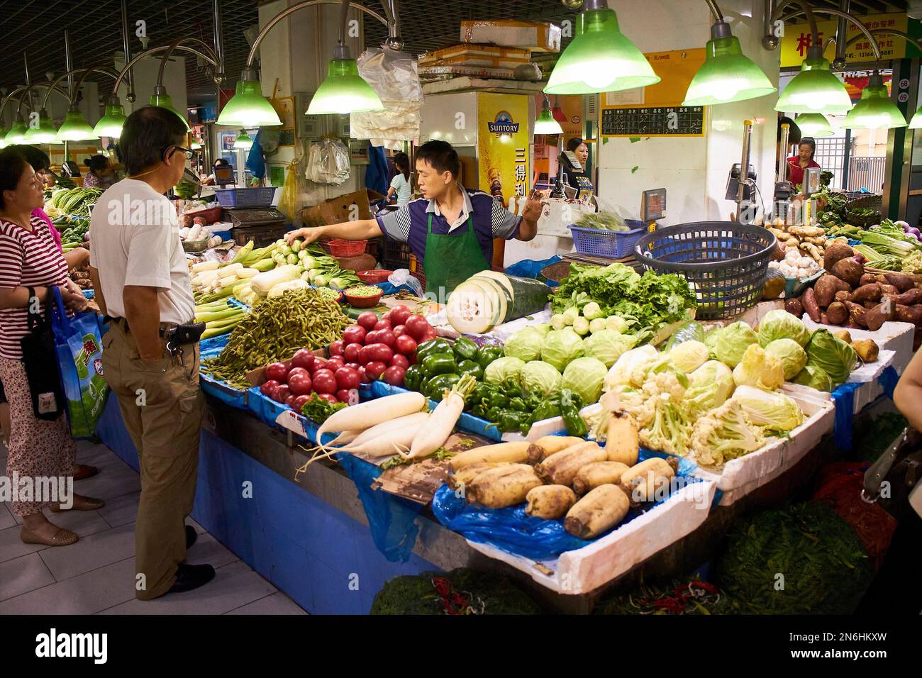 Market stall with vegetables and fruit, Shanghai, China Stock Photo - Alamy