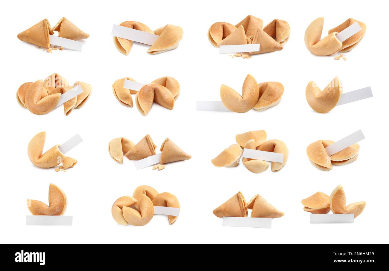 Set of fortune cookies on white background Stock Photo - Alamy