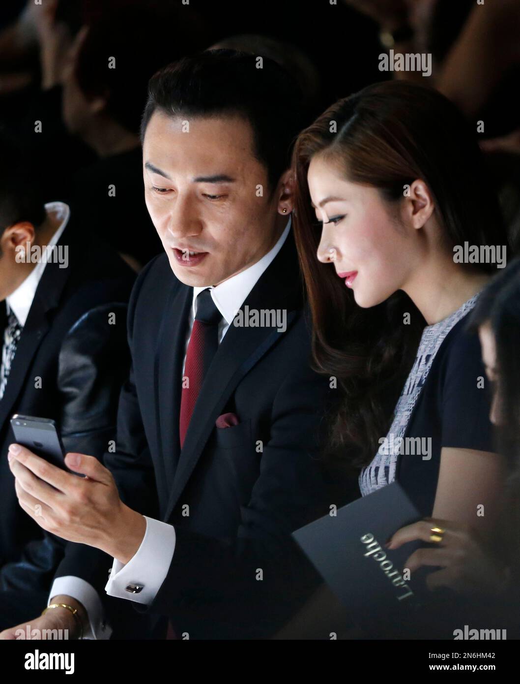 Chinese actress and model Xiong Dailin, right, attends Guy Laroche's ...