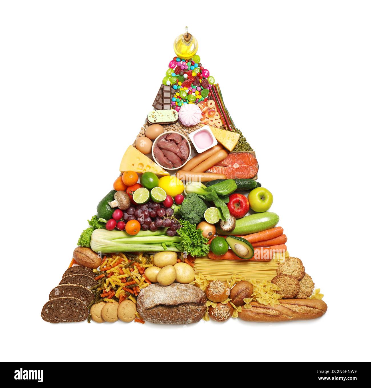 Food pyramid on white background, top view. Healthy balanced diet Stock ...