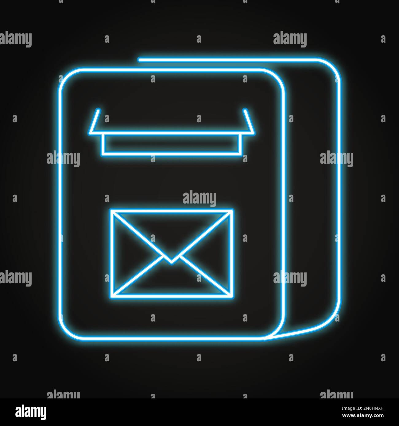 Neon square mailbox icon in line style. Post office box with envelope ...